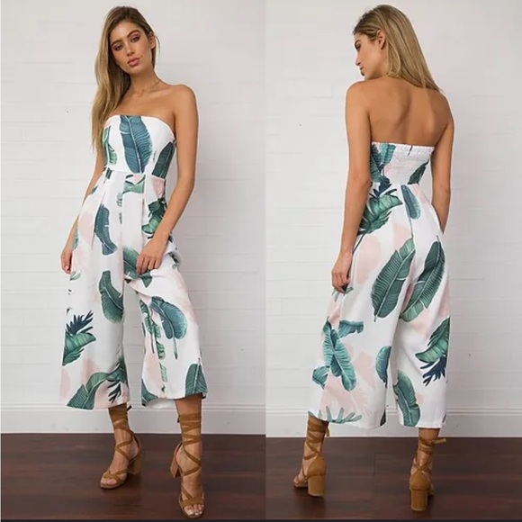 Aakaa | Pants & Jumpsuits | J Crew Lookalike Palm Tree Jumpsuit | Poshmark
